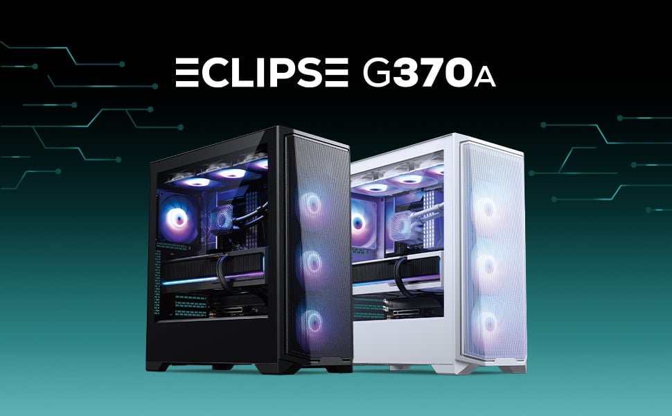 Phanteks Eclipse G370A, mid-tower Gaming Chassis, high airflow mesh, 3x M25 D-RGB Fans, Black ...
